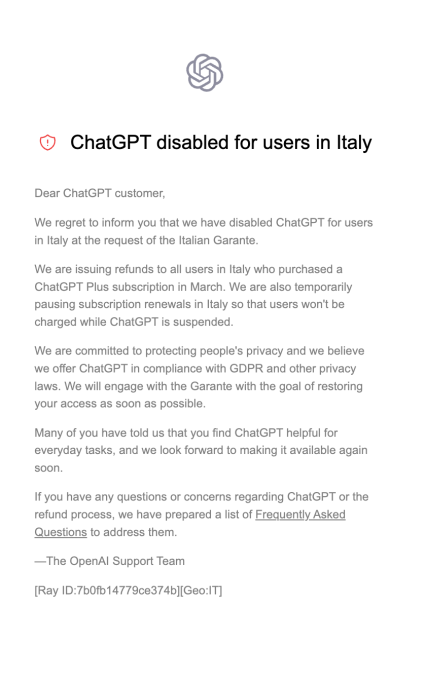 OpenAI geoblocks ChatGPT in Italy - SYMAX GROUP OpenAI geoblocks ChatGPT in Italy - SYMAX GROUP